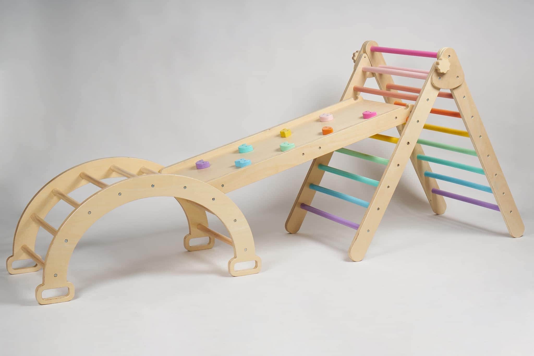 Ships Same Day! Foldable Wooden Triangle With Wooden Slide/rock Wall ...