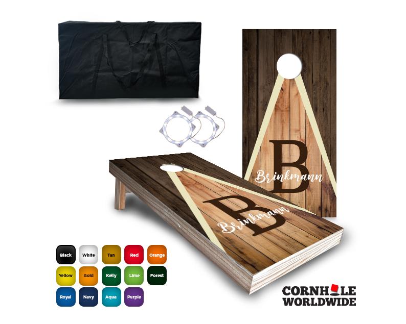 Cornhole Outdoor Lawn Game Board Set, Personalized Two Toned & Triangle ...