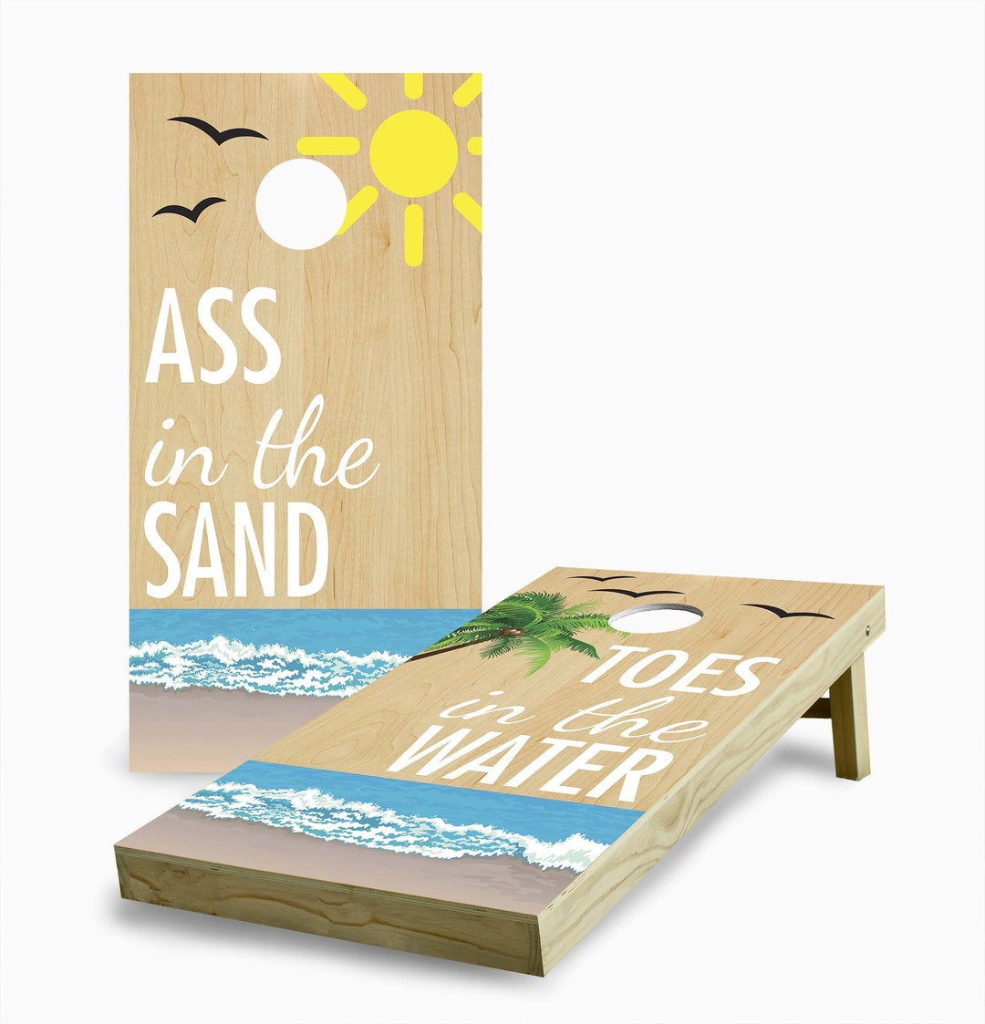 Toes in the Water Cornhole Game With Cornhole Bags Cornhole Set Stained ...