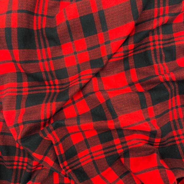 Red Plaid Fabric - Etsy