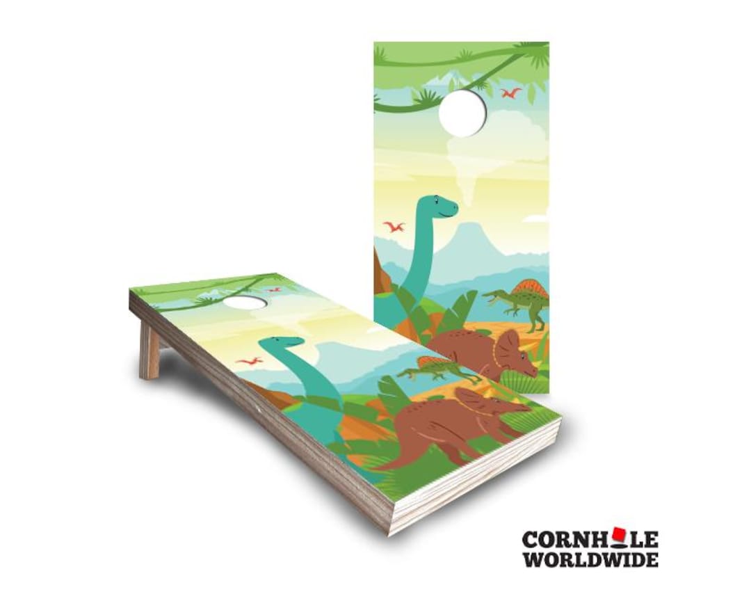 Dino Birthday Party Cornhole Boards Games - Custom Cornhole Set for ...