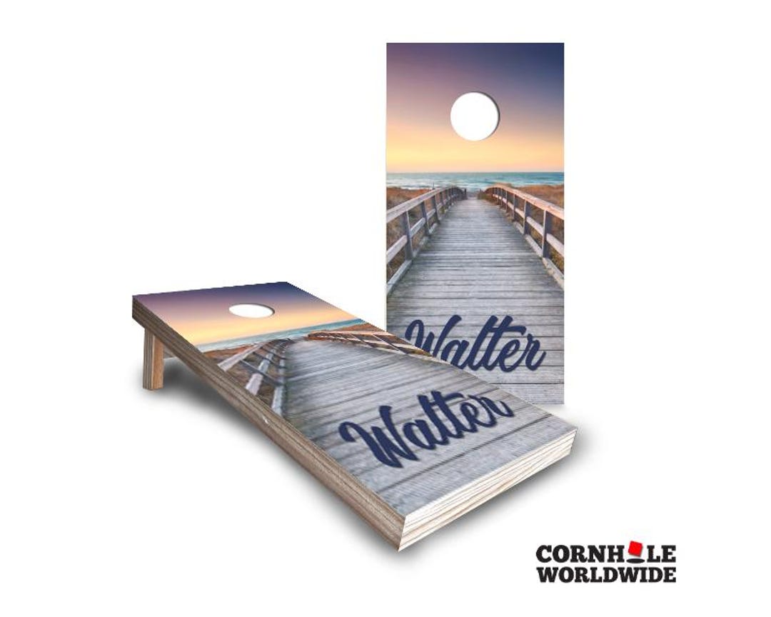Beach Water Cornhole Sunrise Boardwalk for Outdoorsy Gift - Custom Wood ...