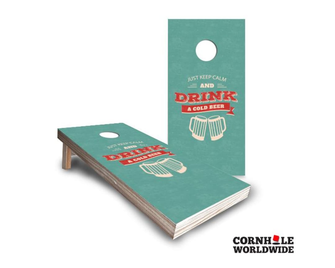 Custom Drinking Cornhole Boards Games Set With Bags - Drink Cold Beer ...