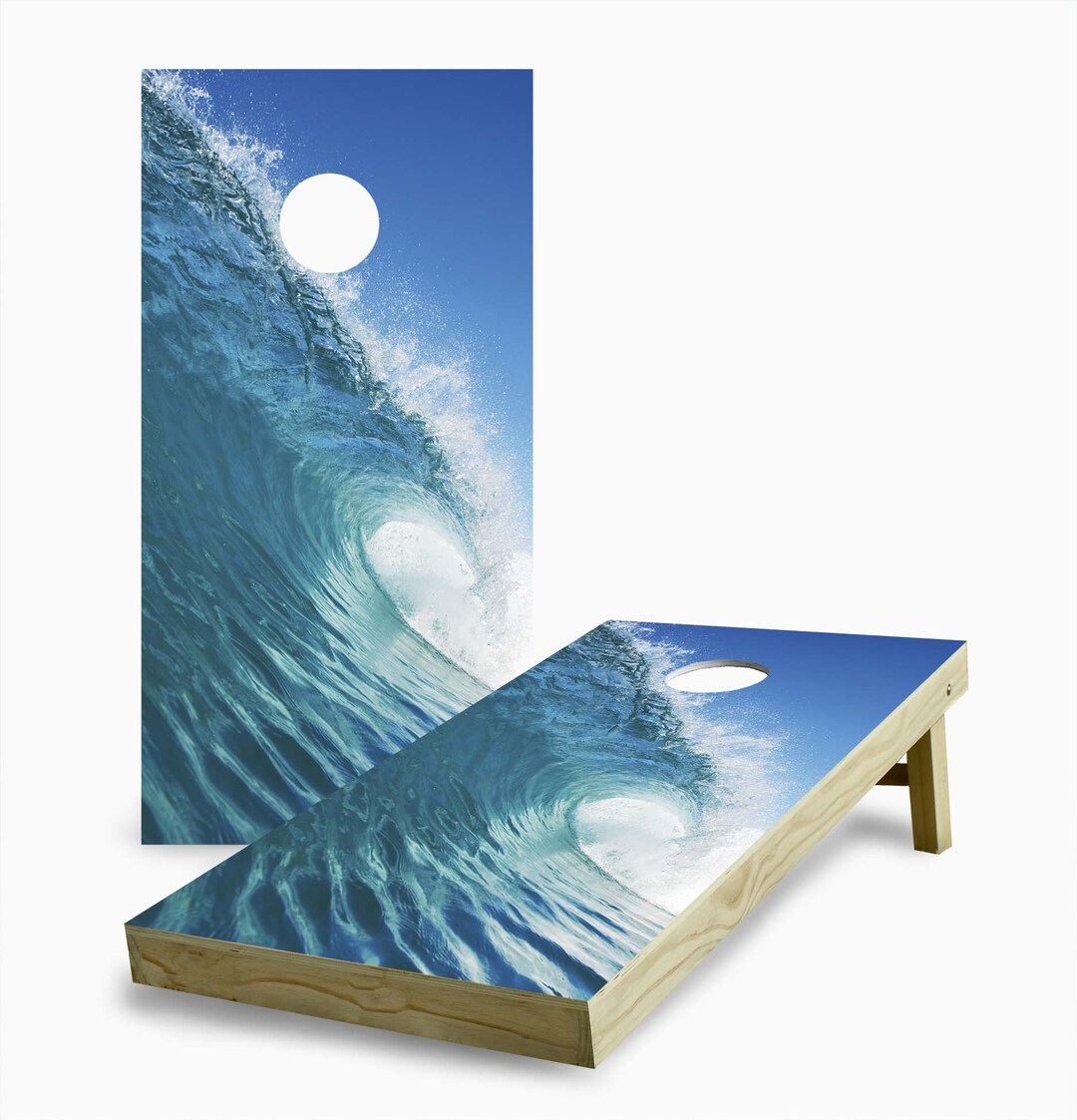 Beach Waves Cornhole Game With Cornhole Bags Cornhole Set Stained ...