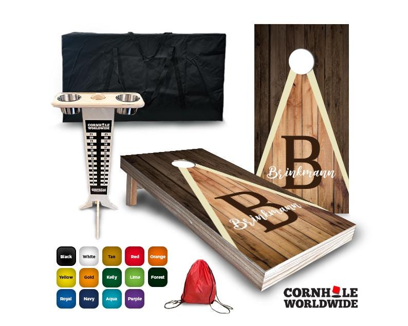 Cornhole Outdoor Lawn Game Board Set, Personalized Two Toned & Triangle ...