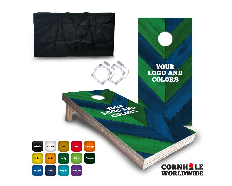 Custom Logo Cornhole Boards Set – Personalized Diagonal Woodplank ...
