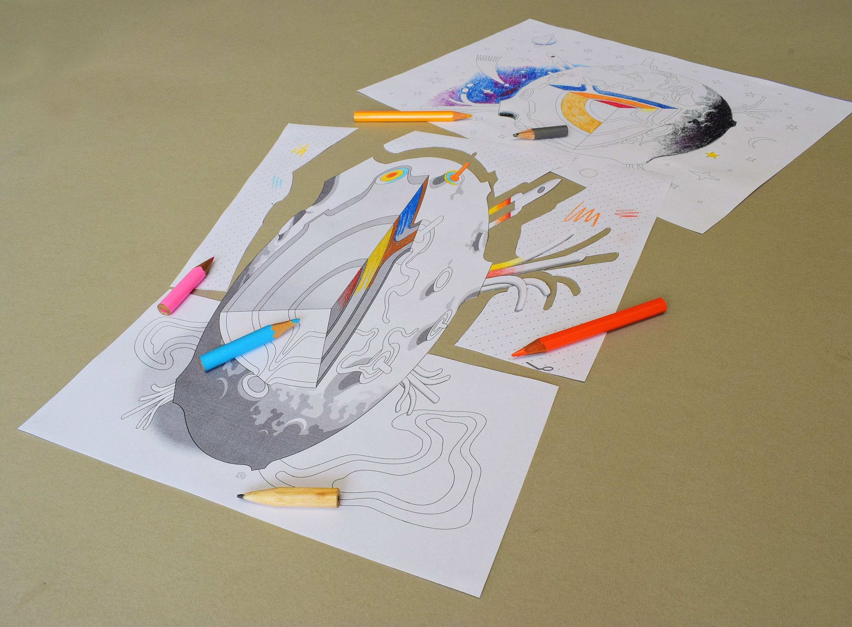 Optical Illusion- Coloring Pages- Greeting Card, 3D Art, Anamorphic Art ...