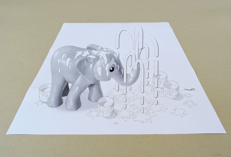 Optical Illusion- Coloring Pages- Greeting Card, 3D Art, Anamorphic Art ...