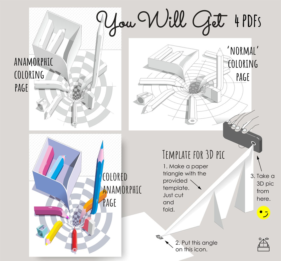 Optical Illusion 3D Art Coloring Page Anamorphic Art - Etsy