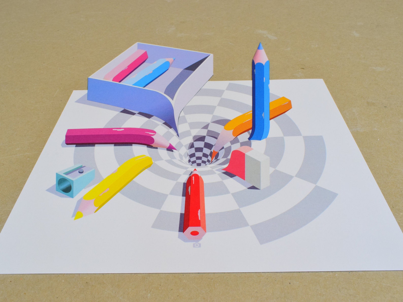 Optical Illusion 3D Art Coloring Page Anamorphic Art - Etsy