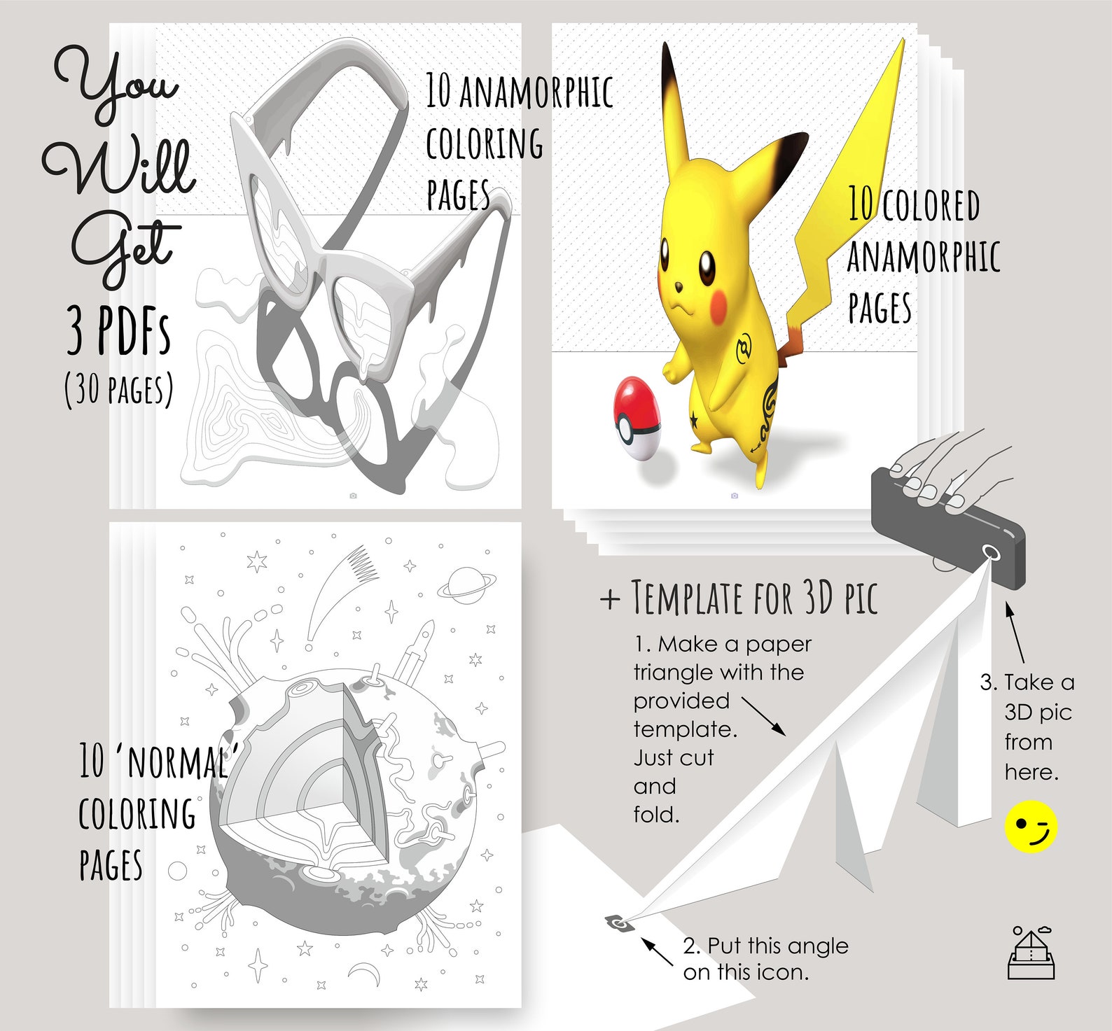 Coloring Book 3D Art Anamorphic Optical Illusion Party Favors Coloring ...