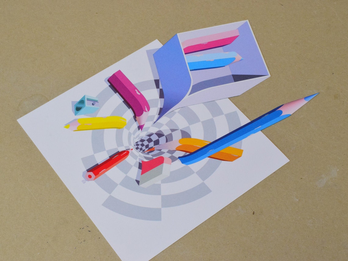 Optical Illusion 3D Art Coloring Page Anamorphic Art - Etsy