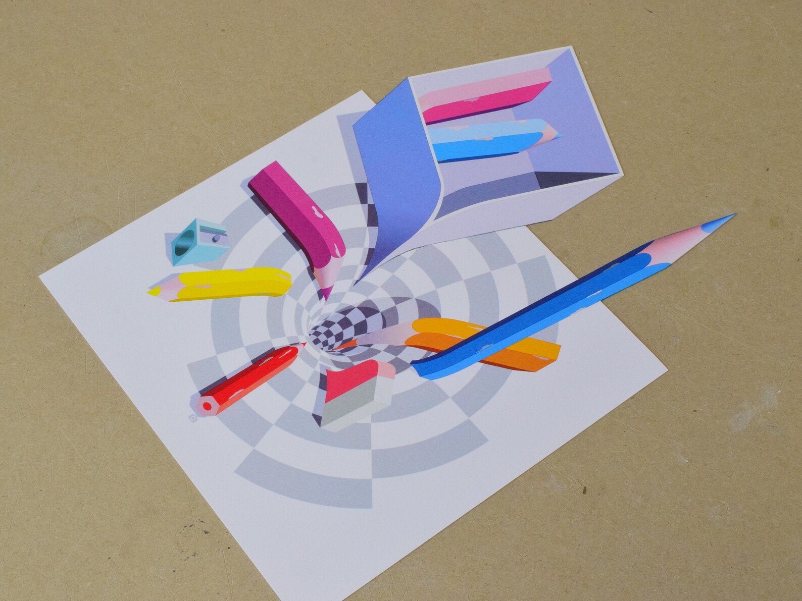 Optical Illusion 3D Art Coloring Page Anamorphic Art - Etsy