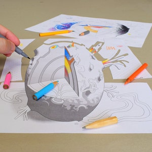 Coloring Book • 3D Art • Anamorphic Optical Illusion • Party Favors ...