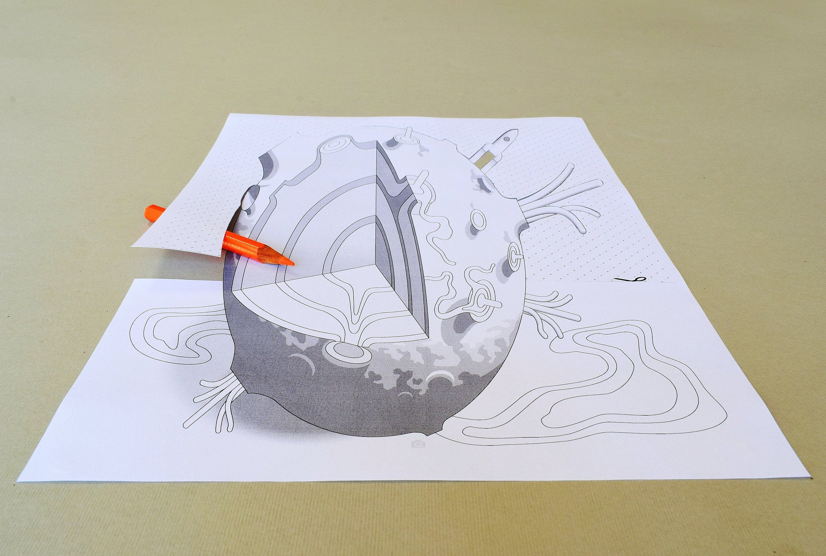 Optical Illusion Coloring Pages Greeting Card, 3D Art, Anamorphic Art ...