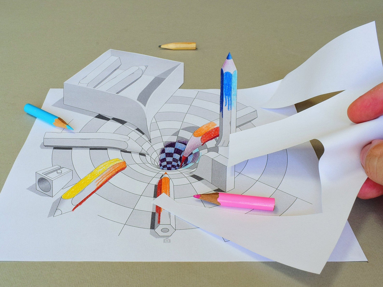 3D Anamorphic Art Coloring Page: Optical Illusion Party Favor (instant ...