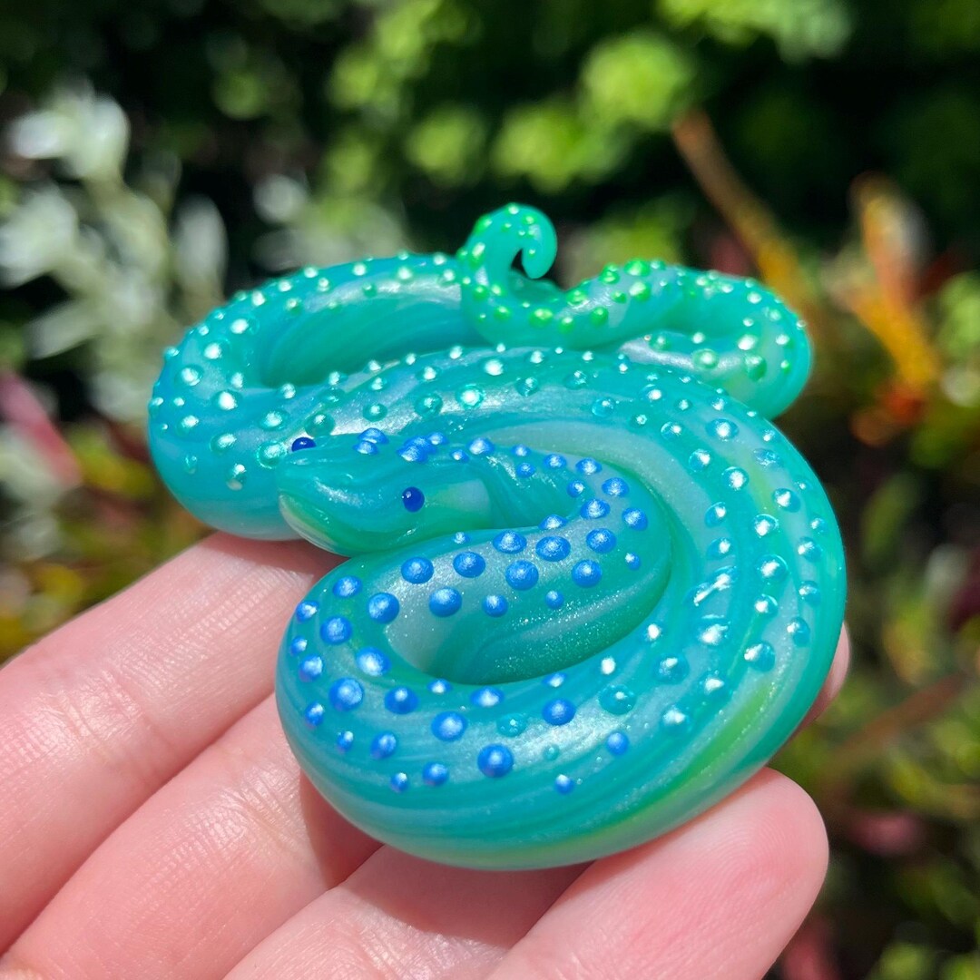 Shimmery Sea-inspired Snake | Polymer Clay Snake Sculpture - Etsy