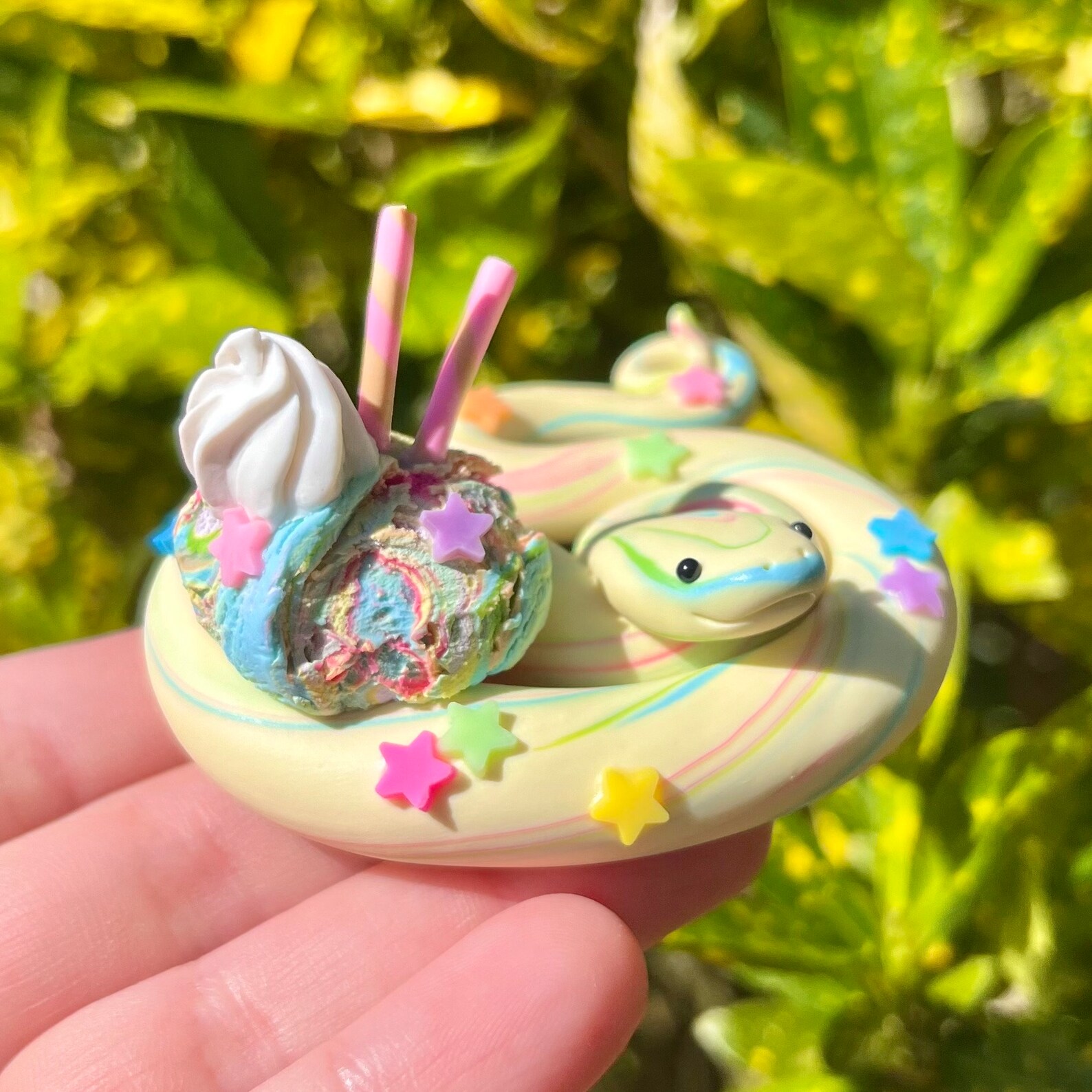 Rainbow Sundae Snake A Polymer Clay Snake Sculpture - Etsy