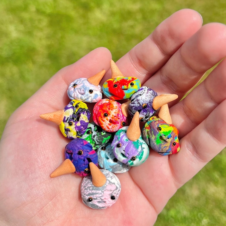PRIDE Baby Ice Cream Scoop Frogs | Handmade Polymer Clay Frog Figurine ...
