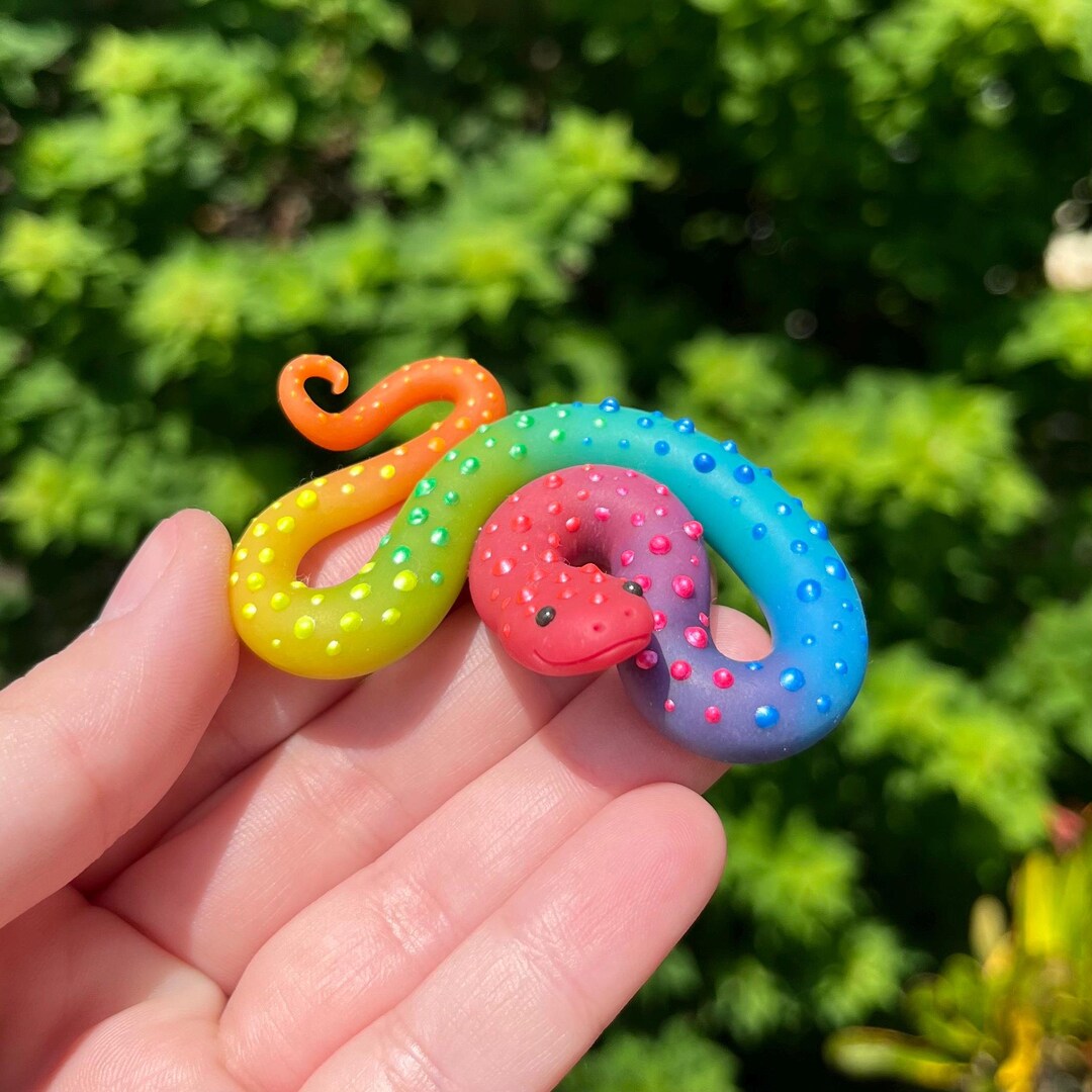 Rainbow Ombre Snake | Polymer Clay Snake Sculpture - Etsy