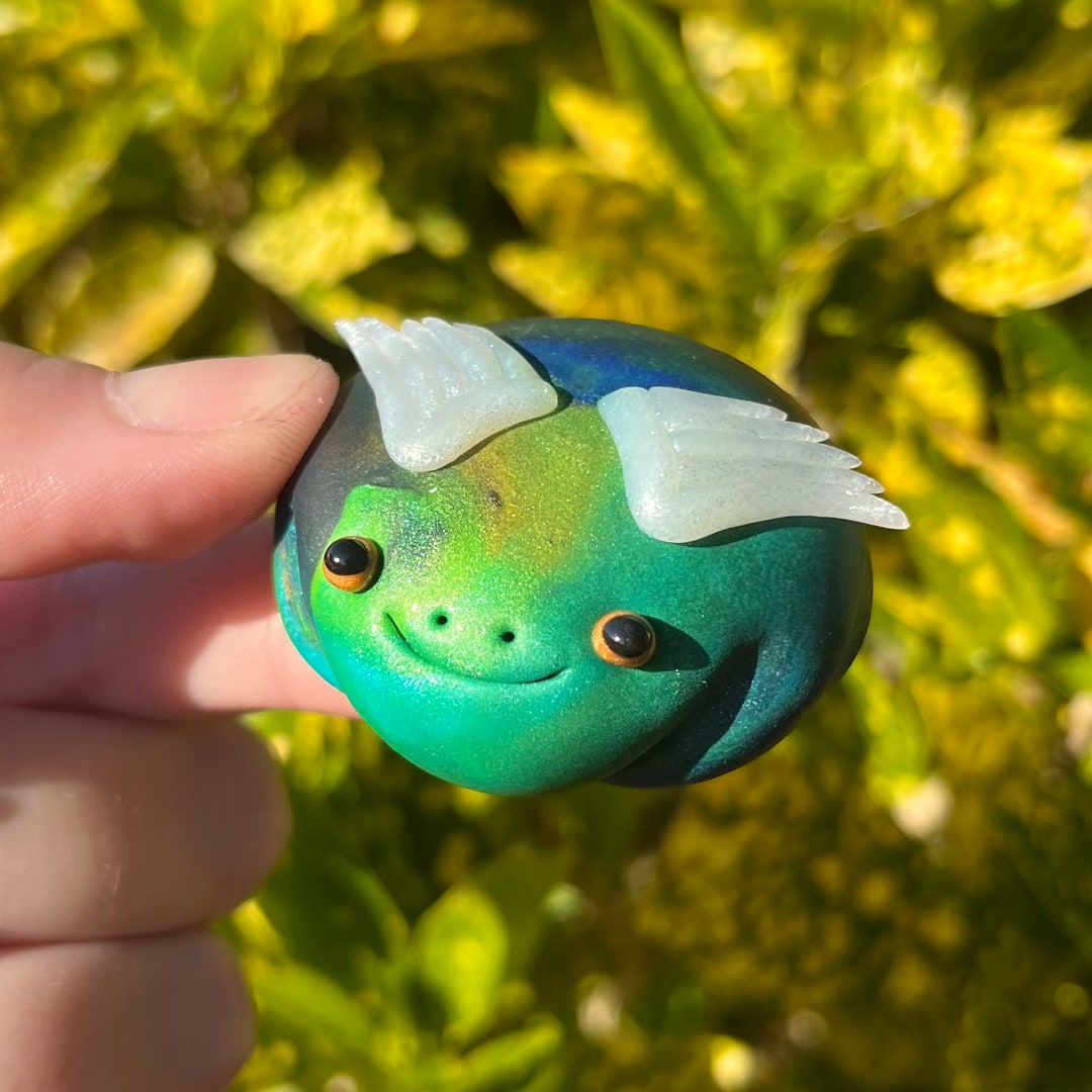 Aurora Borealis Angel Frogs | Polymer Clay Frog Figurine - Etsy