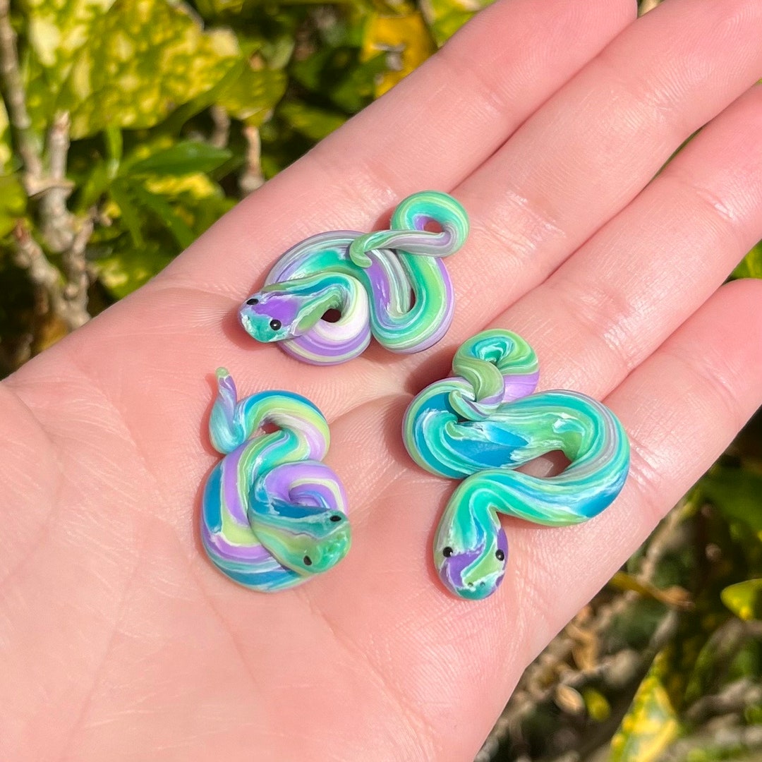 BABY Crystal Snakes blue/green/purple Polymer Clay Snake Sculpture - Etsy