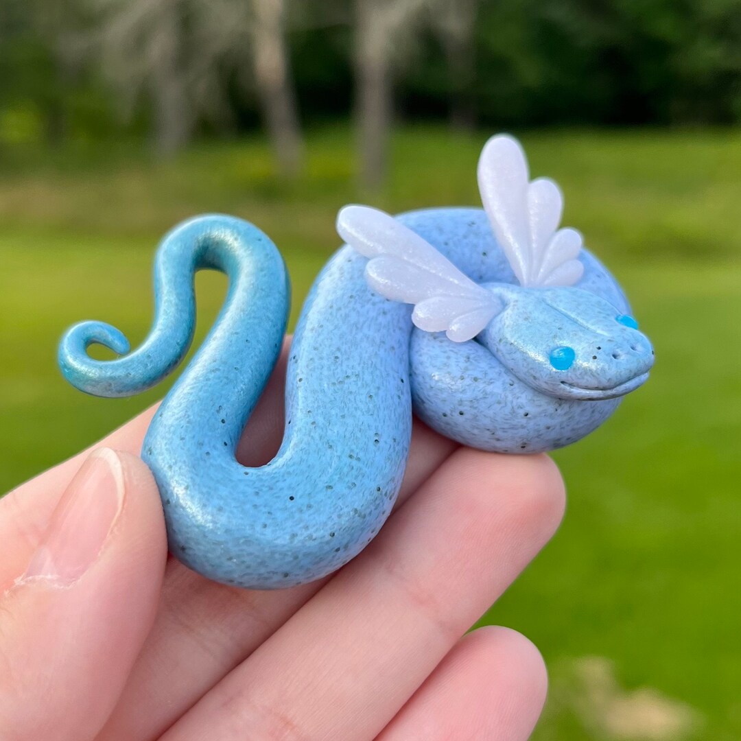 Waterspout, the Blue Fairy Snake | Polymer Clay Snake Sculpture - Etsy