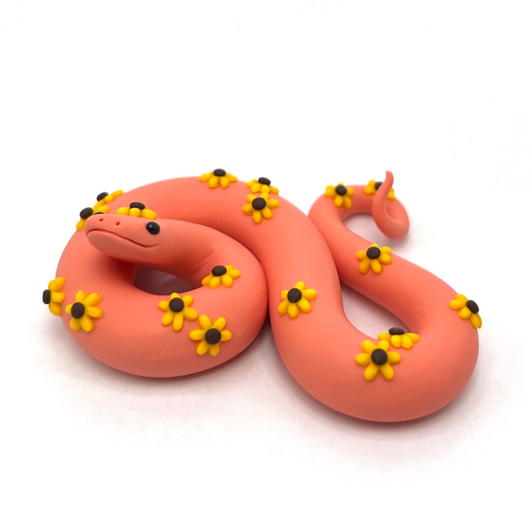 Black-eyed Susan Snake blush Pink Body Polymer Clay Snake Sculpture - Etsy