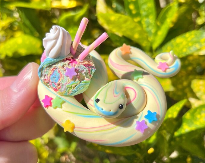 Rainbow Sundae Snake (A) | Polymer Clay Snake Sculpture - Etsy