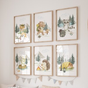 Camping Prints, Camp Animals, Woodland Animals, Gender Neutral, Camping ...