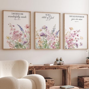 Wildflower Nursery Print: Boho Floral Decor, Bible Verse Art - Etsy