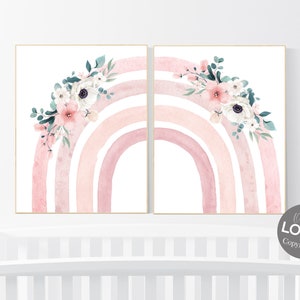 Nursery Decor Rainbow, Boho Rainbow Set, Pink Nursery, Nursery Decor ...