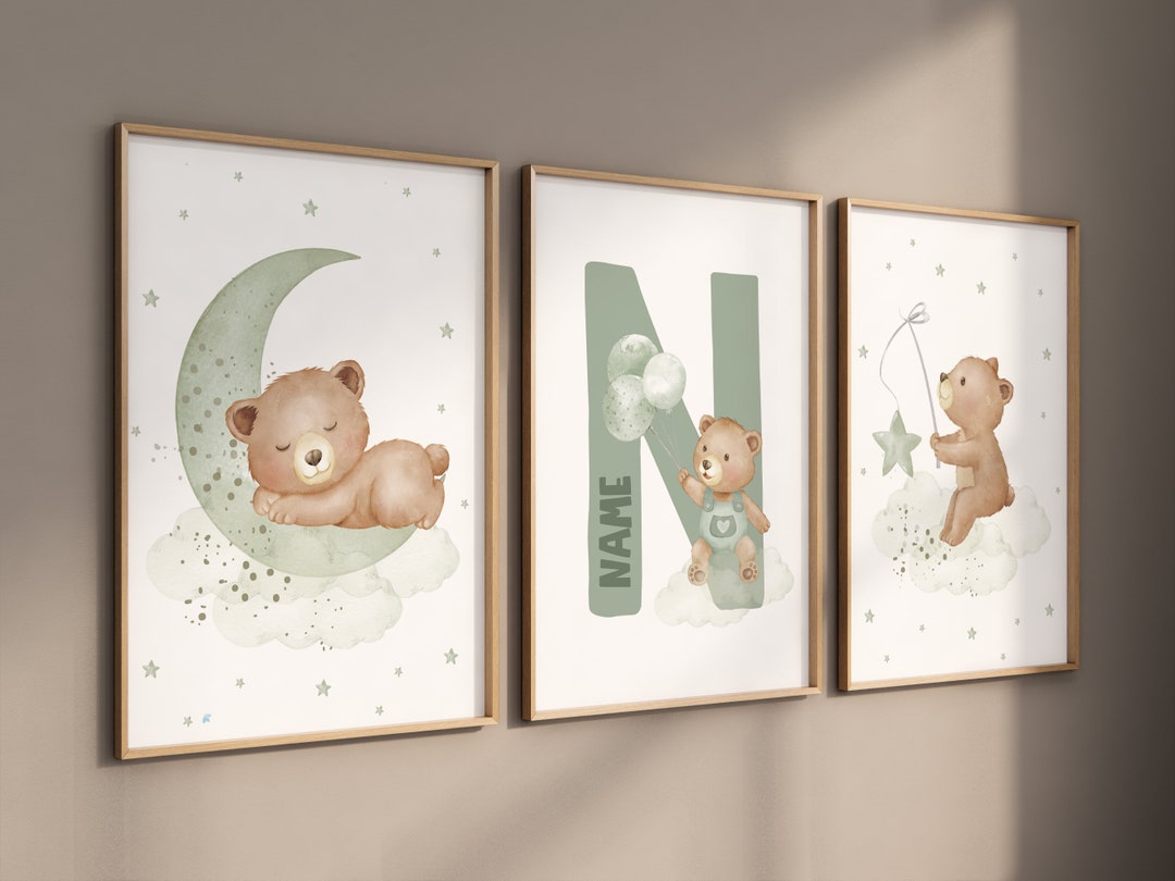 Nursery Decor Bear, Nursery Decor Boy, Sage Green Nursery, Sage Nursery ...