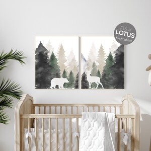 Nursery Decor Woodland, Mountain Wall Art, Tree Nursery Decor ...