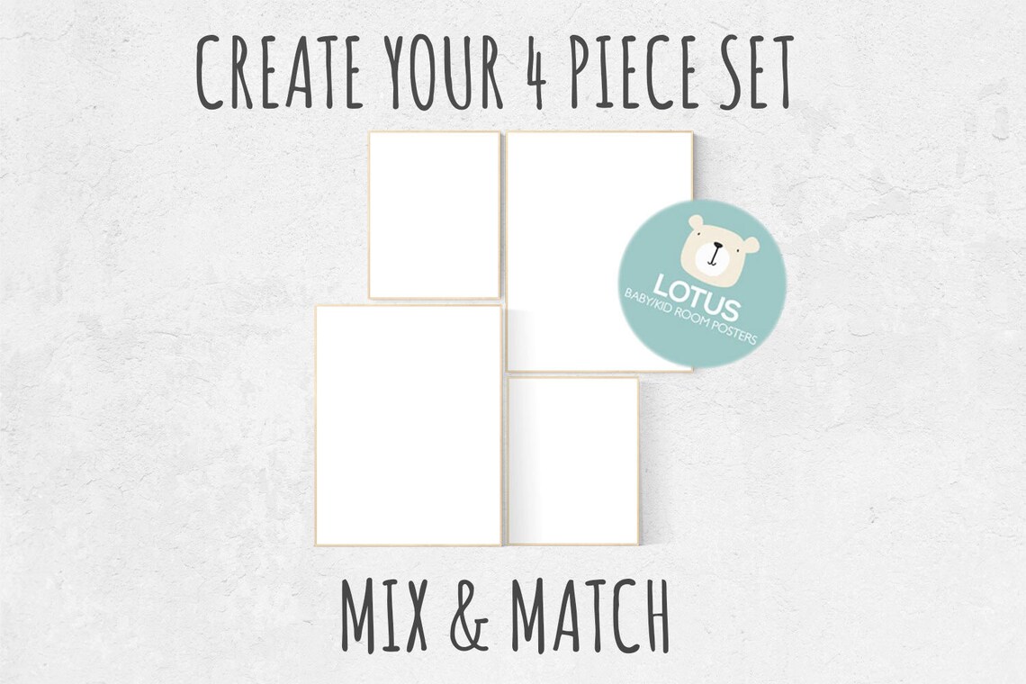 Choose Any 4 Prints Mix and Match Custom Nursery Decor - Etsy