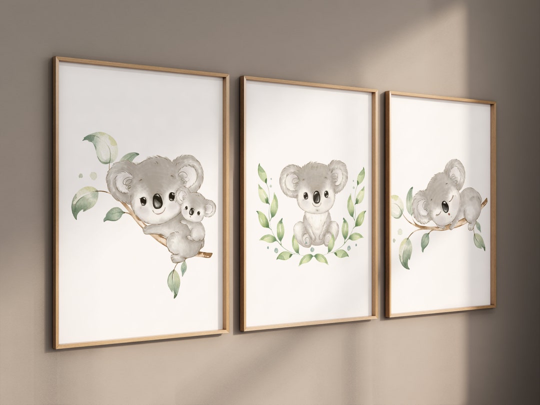 Koala Nursery Prints: Gender Neutral Baby Animal Wall Art - Etsy
