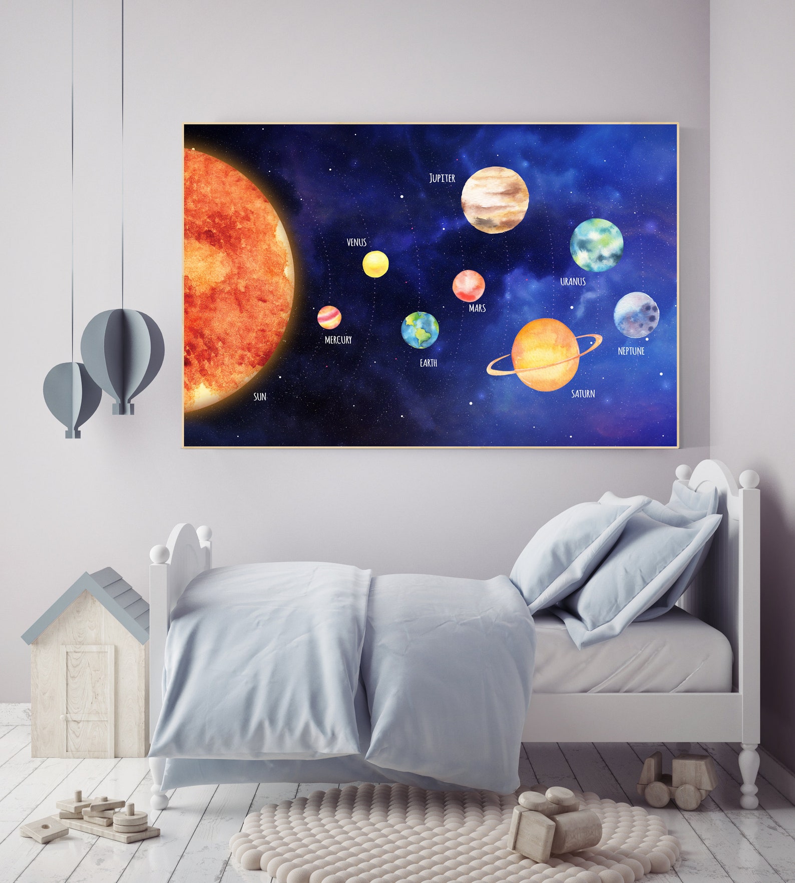 Solar System Print Solar System Print Nursery Large Size | Etsy