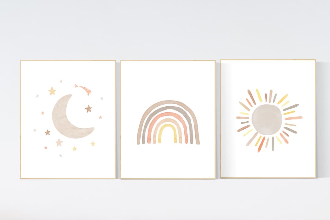Nursery Decor Rainbow, Neutral Rainbow Wall Art, Rainbow Print Set ...