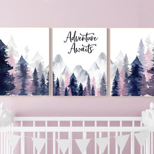 Nursery Decor Woodland, Mountain Wall Art, Tree Nursery Decor ...