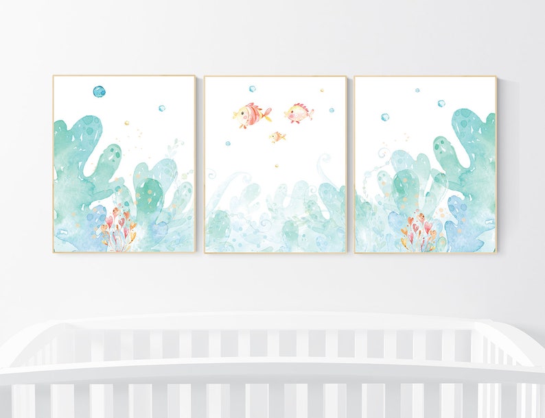 Ocean Nursery Print Set: Watercolor Under the Sea Wall Art - Etsy