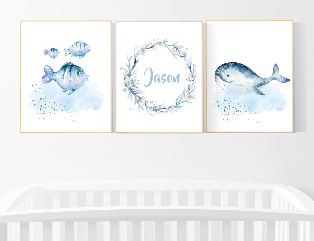 Nautical Nursery Decor: Ocean Animals Watercolor Art Prints - Etsy