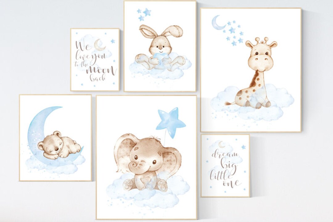 Woodland Nursery Prints: Baby Animals, Stars & Moon Wall Art - Etsy