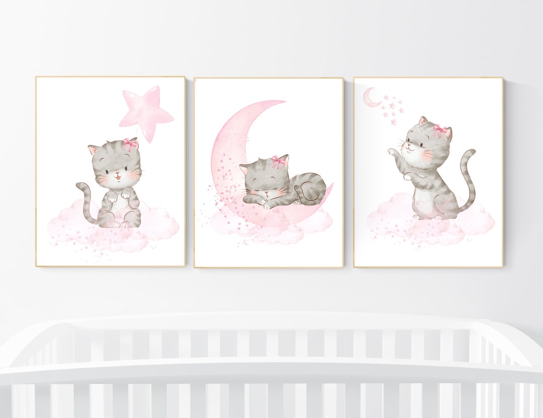 Cat Nursery Print, Kitten Nursery Print, Nursery Decor Girl, Nursery ...