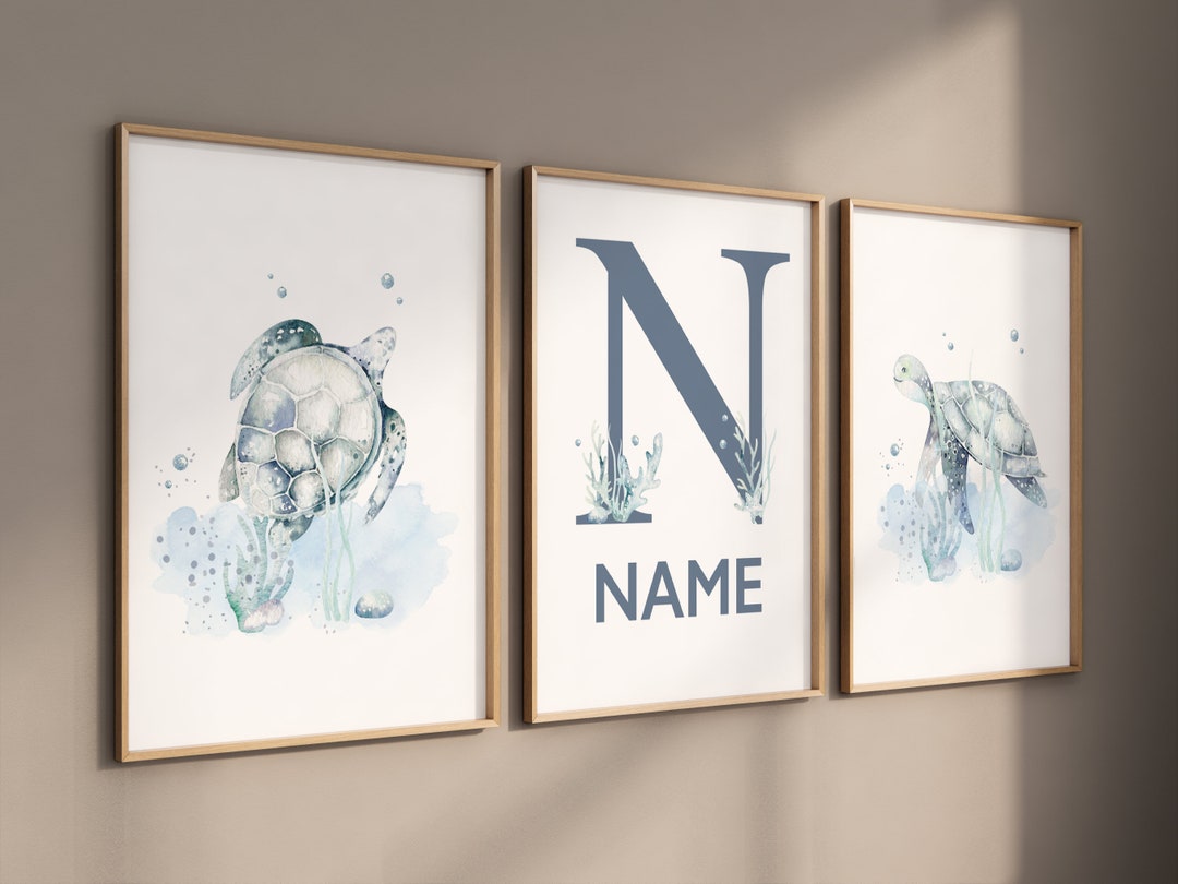 Ocean Nursery Decor, Sea Turtle Nursery, Nautical Nursery Print Set ...