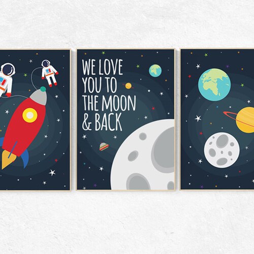 Love You to the Moon and Back Space Printable Wall Art - Etsy