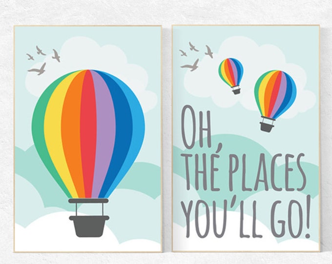 Oh the Places You'll Go Nursery Prints Nursery Art Nursery Decor ...