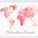 Pink World Map, Watercolor World Map, Adventure Awaits, Nursery Print ...