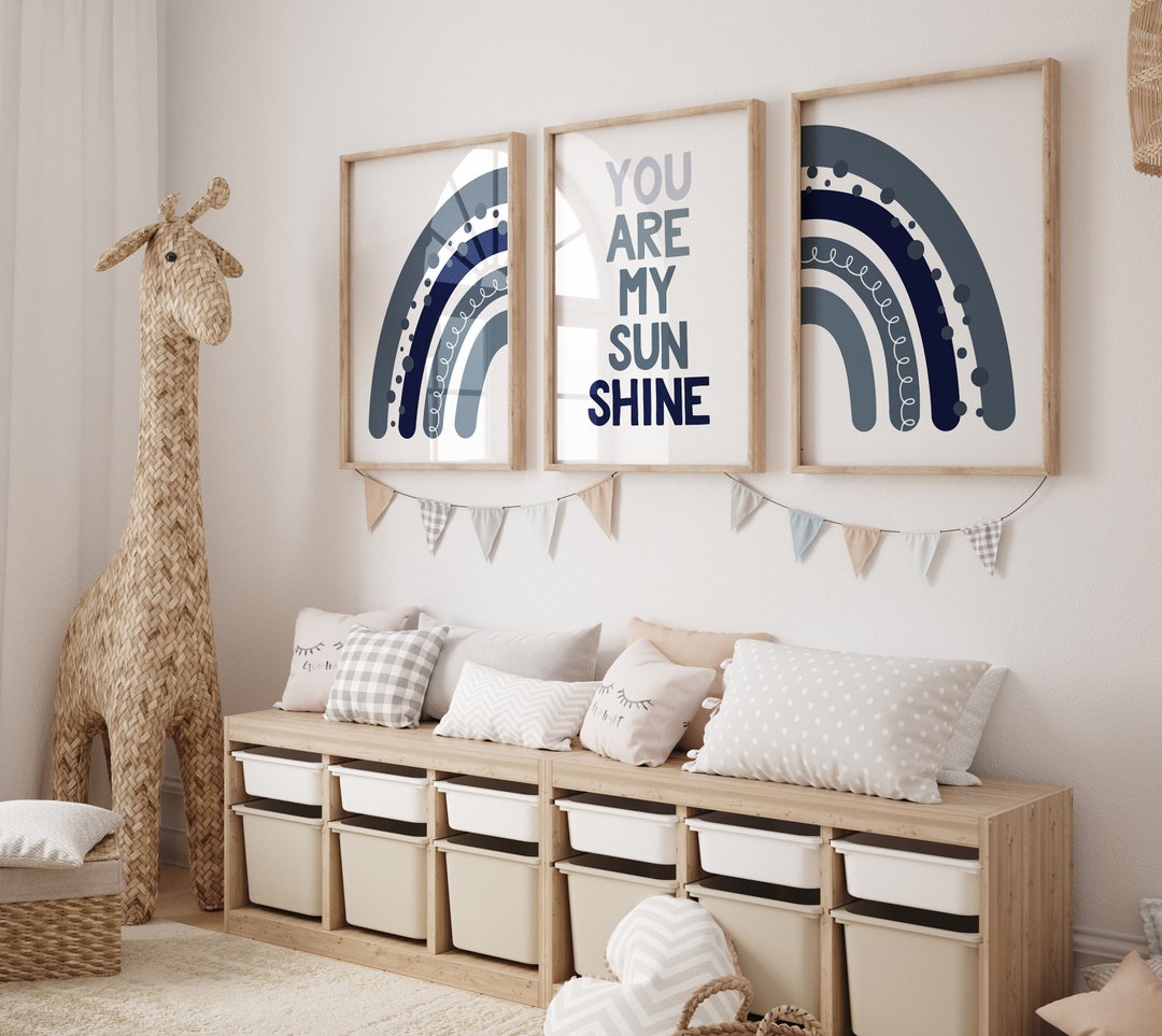 Nursery Decor Boy Boho, Rainbow Nursery, Navy Nursery, Boys Room Decor ...