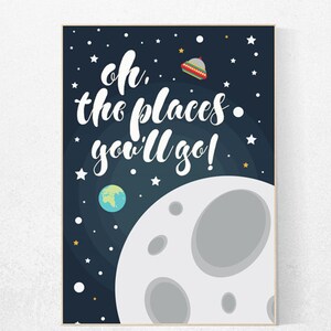 Oh the Places You'll Go, Outer Space Nursery Wall Art, Navy Space ...