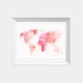 Pink World Map watercolor map baby girl nursery pink